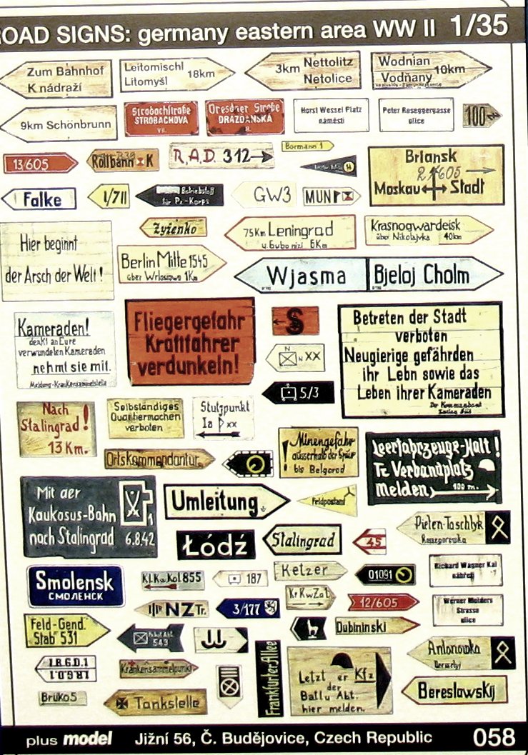Road signs: Germany - eastern area WW II Plus Model 058