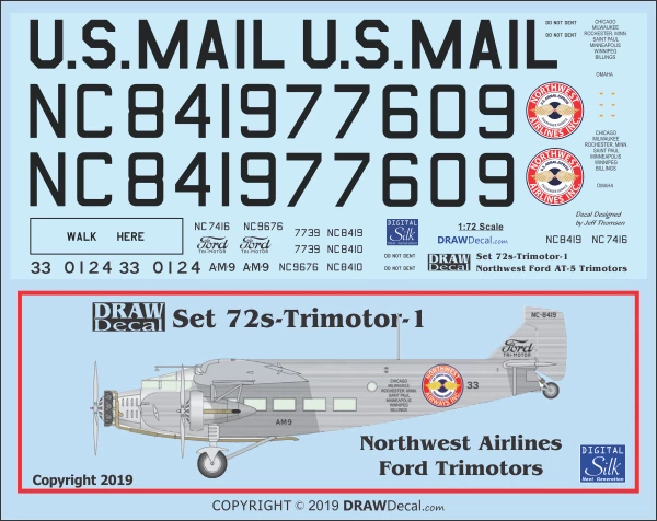 AT-5 Ford Trimotors - Northwest Airlines (for Airfix kits) Draw Decal ...