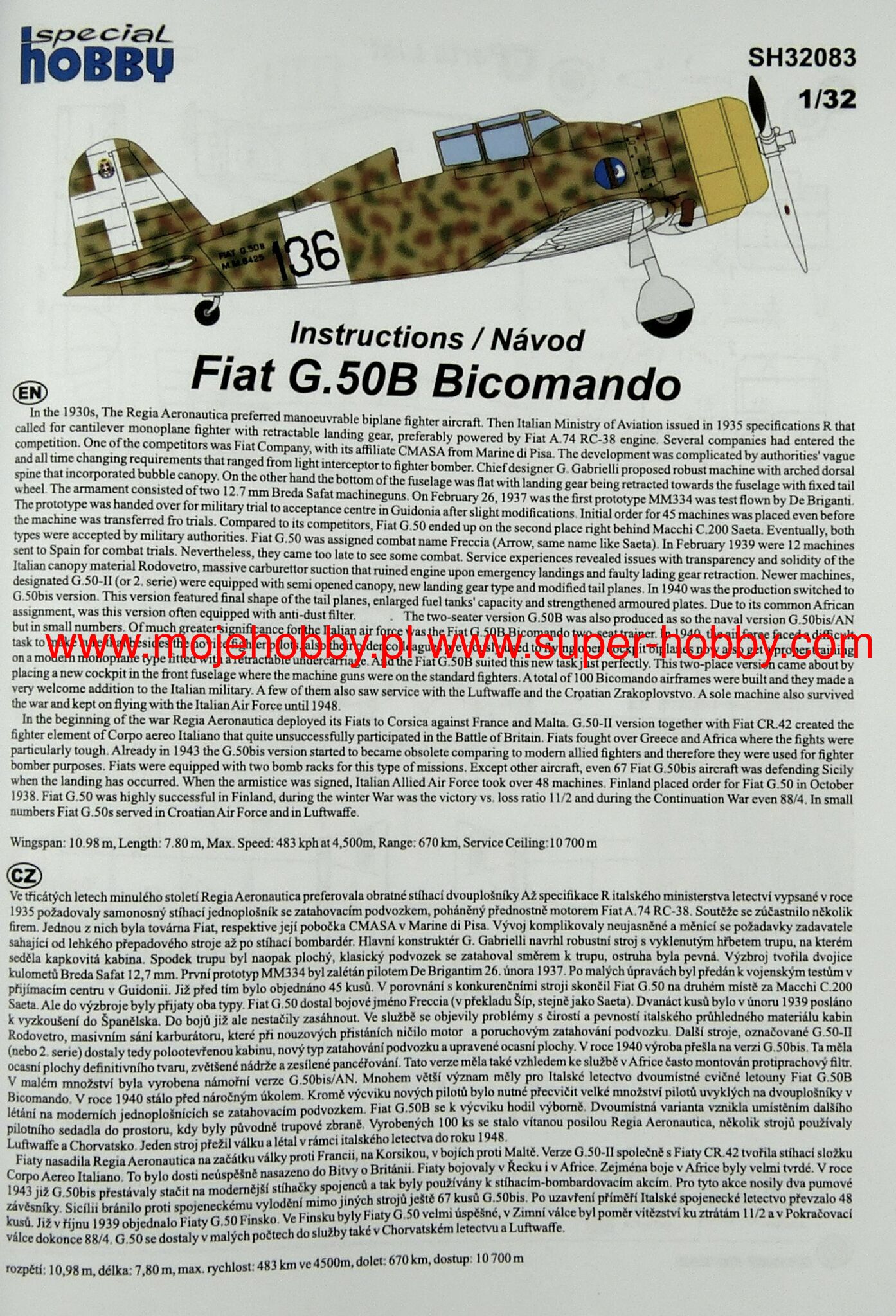 Fiat G.50B Bicomando Special Hobby 32083