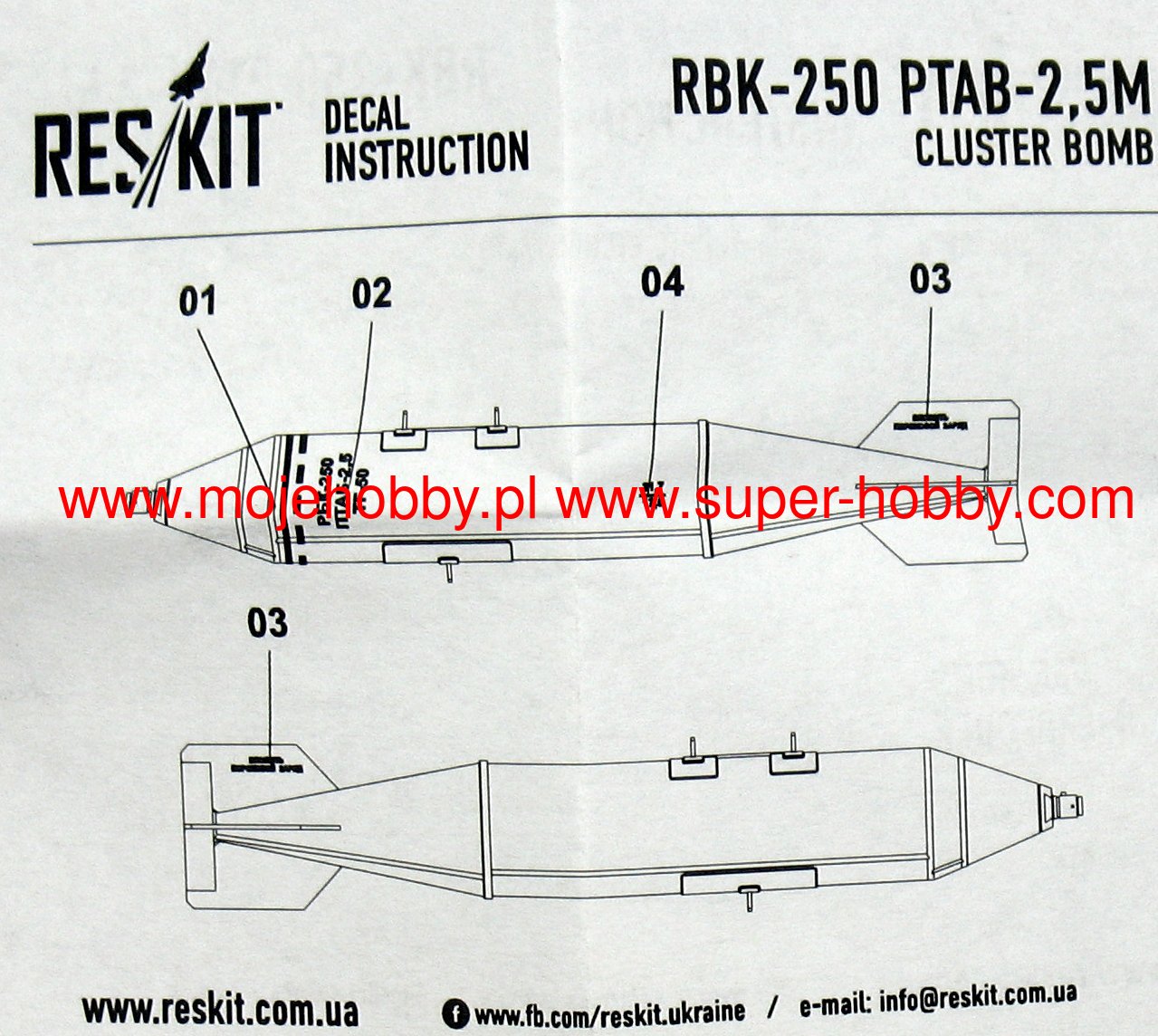 RBK-250 PTAB-2,5M Cluster bomb (4 pcs) (Su-7, Su-17, Su-22, Su-24, Su ...
