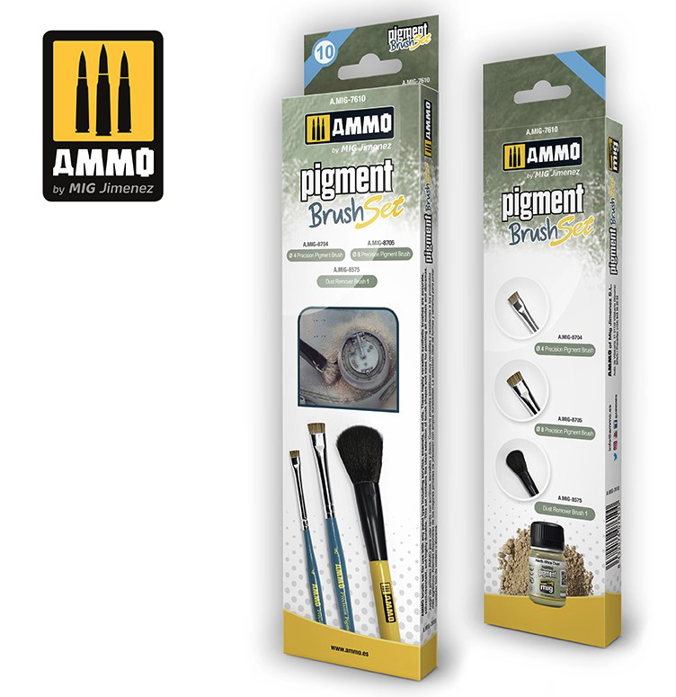 Pigment Brushes Set AMMO of Mig Jimenez -7610