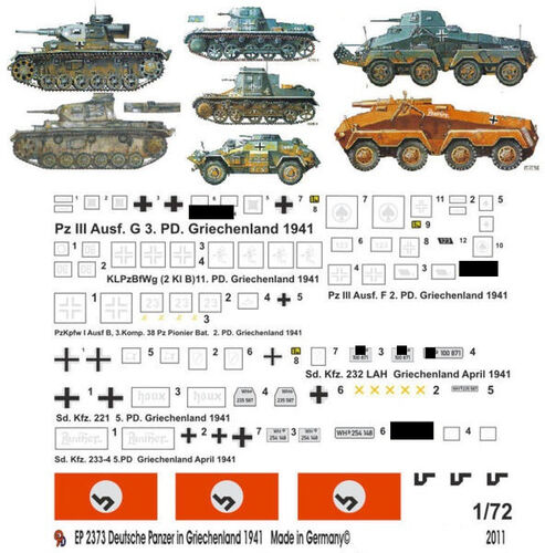 German Tank Markings In Greece 1941 Peddinghaus-Decals 2373