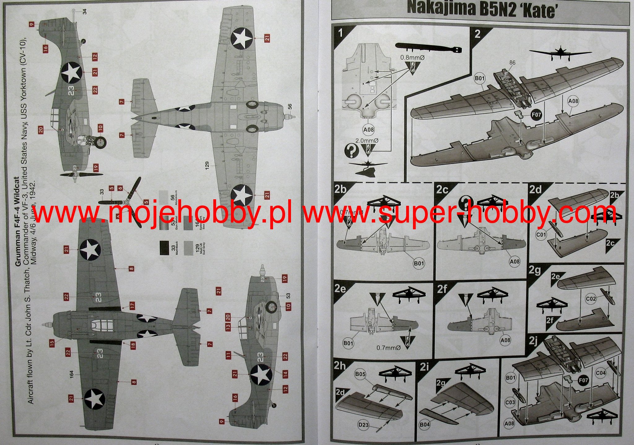 Nakajima B5N2 'Kate' Grumman Wildcat F4F4 Dogfight Doubles Gift Set Airfix 50169