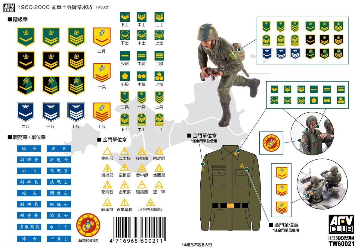 ROC Army 1960-2000 Military Armband Decal Set Hobby Fan -TW60021