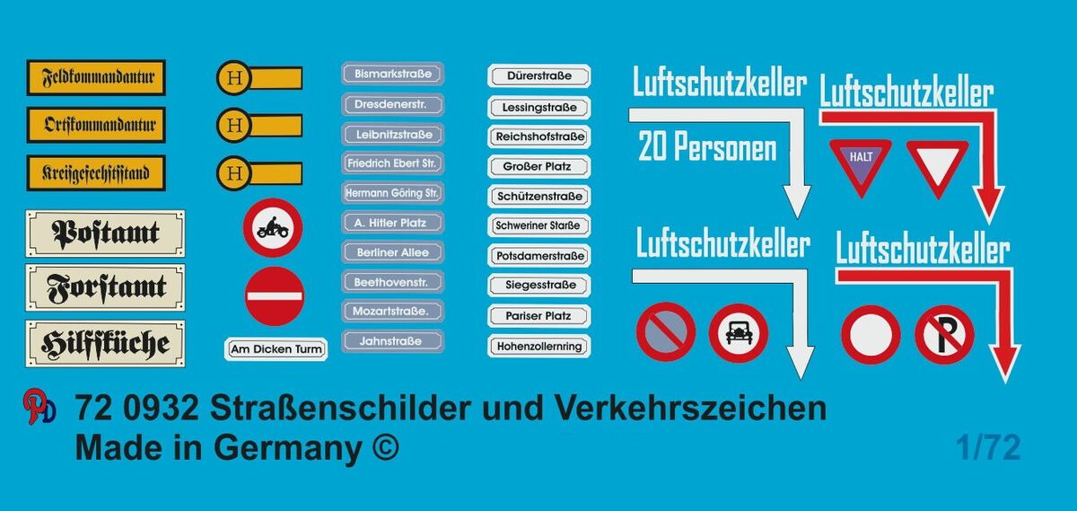 German Road Signs And Street Name Plates Peddinghaus-Decals 0932