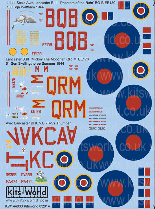 Avro Lancaster B.I/III Decal Sheet (Kit I) Kits World -144033