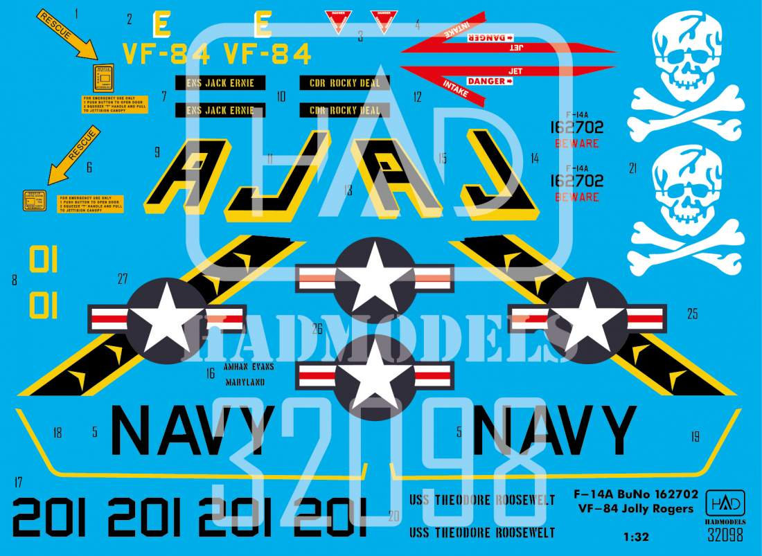 F-14A VF84 Jolly Rogers USS Theodore Roosevelt HAD Models 32098