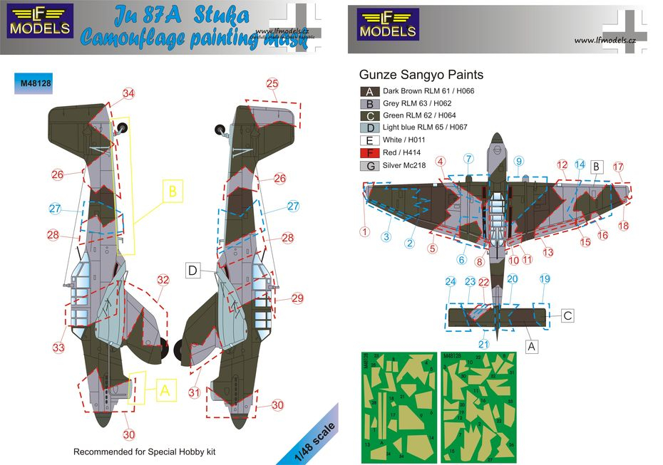 Junkers Ju 87 A Stuka - Camouflage Painting Mask (for Special Hobby ...
