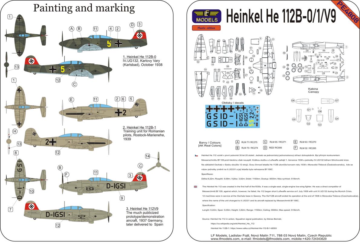 Heinkel He 112B-0/ 1/ V9 over Germany LF Models -PE4808