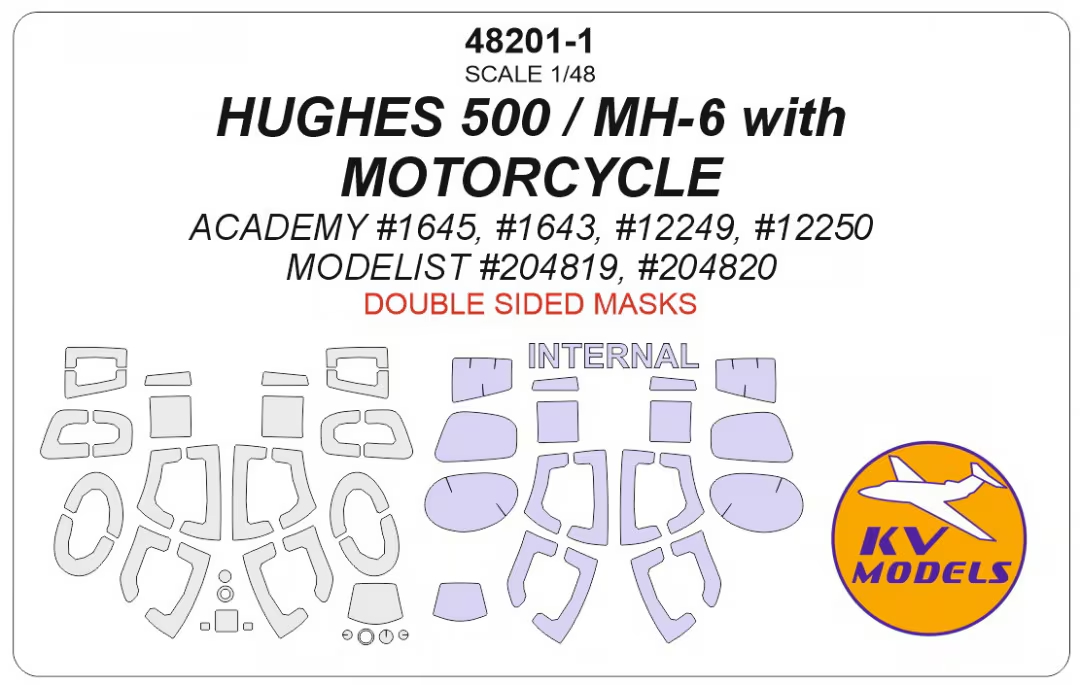 Hughes 500 / MH-6 with Motorcycle - Double-sided canopy masks (for ...