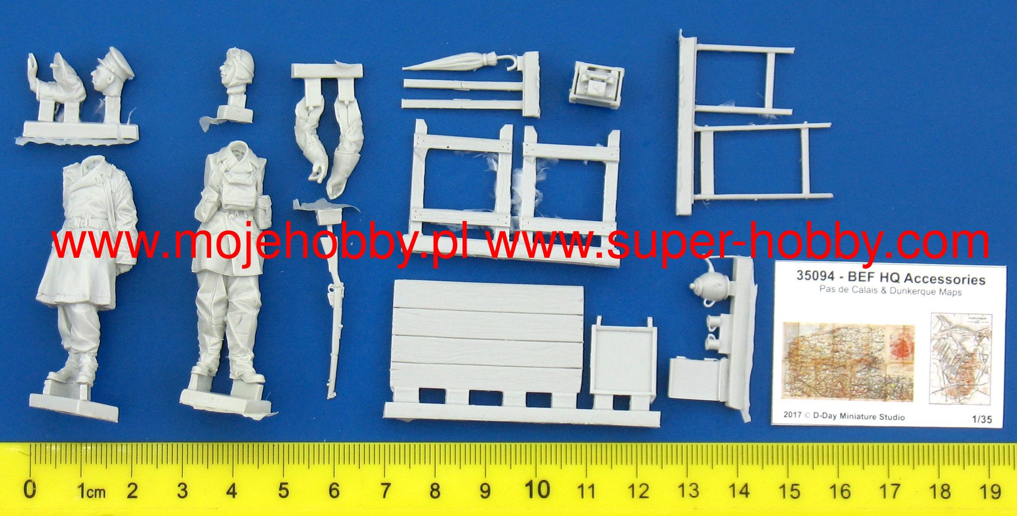 WWII BEF Officer & Dispatch Rider w BEF HQ Acc. D-DAY miniature studio ...