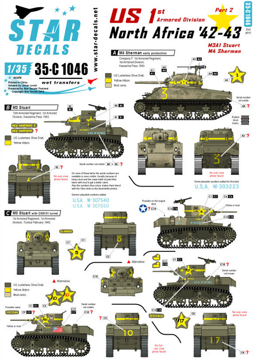 US in North Africa # 2. 1st Armored Division M4 Sherman, M3 Stuart ...