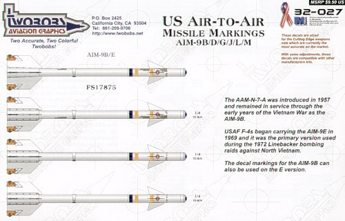 US Air-to-Air Missile Markings for AIM-9 B/D/G/J/L/M and AIM-7E-2/M Two ...
