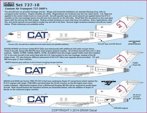 Boeing 727-200F - Custom Air Transport Draw Decal -20-727-18