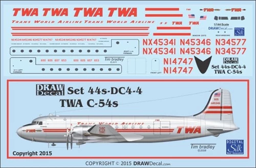 Douglas C-54 - TWA Draw Decal -44-DC4-04