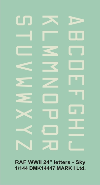 RAF WWII 24 inches letters – Sky (2 sheets) Mark I Decals -DMK14447