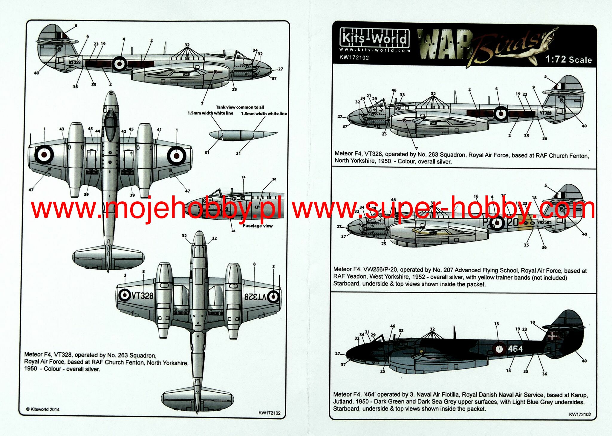 Gloster Meteor F.4 Decal Sheet Kits World -172102