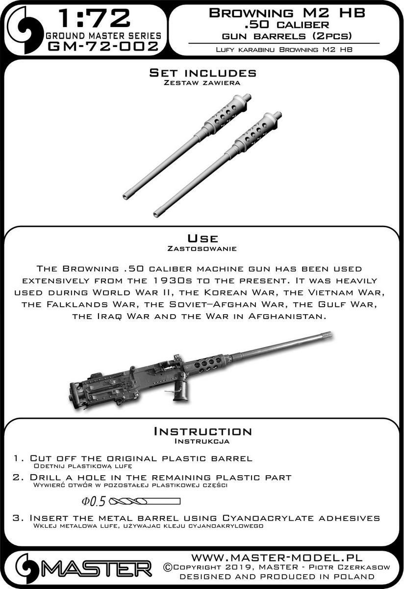Browning M2 (Heavy Barrel) .50 caliber (12.7mm) - gun barrels (2pcs ...