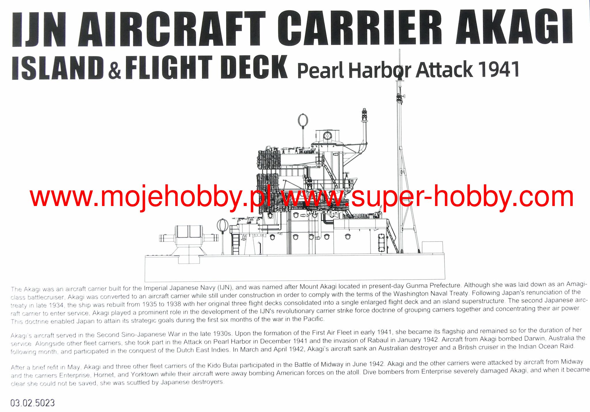IJN Aircraft Carrier Akagi - Island And Flight Deck, Pearl Harbor Attack 1941 Takom 5023