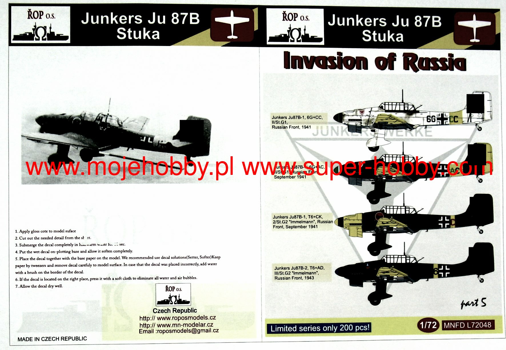 Junkers Ju 87B Stuka - Invasion of Russia Ropos Models -MNFDL72048