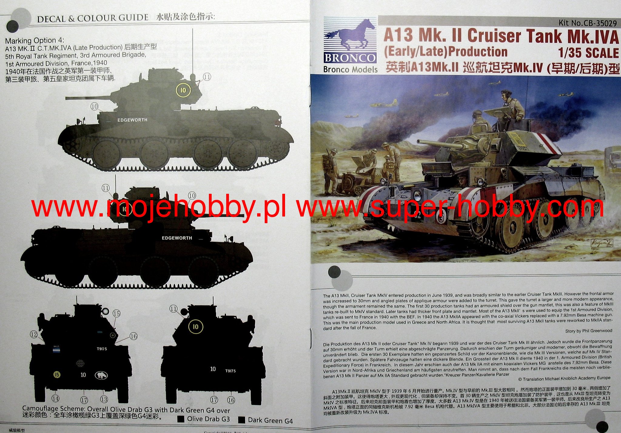 A13 Mk.II Cruiser Tank Mk.IVA (Early/Late) Production Bronco CB35029