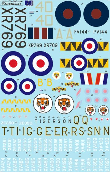 RAF 74 (Tiger) Sqn 1918 to 1992 Decals Xtradecal -48080