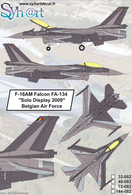 F-16AM Falcon FA-134 "Solo Display 2009" Belgian AF Syhart Decal -32-082