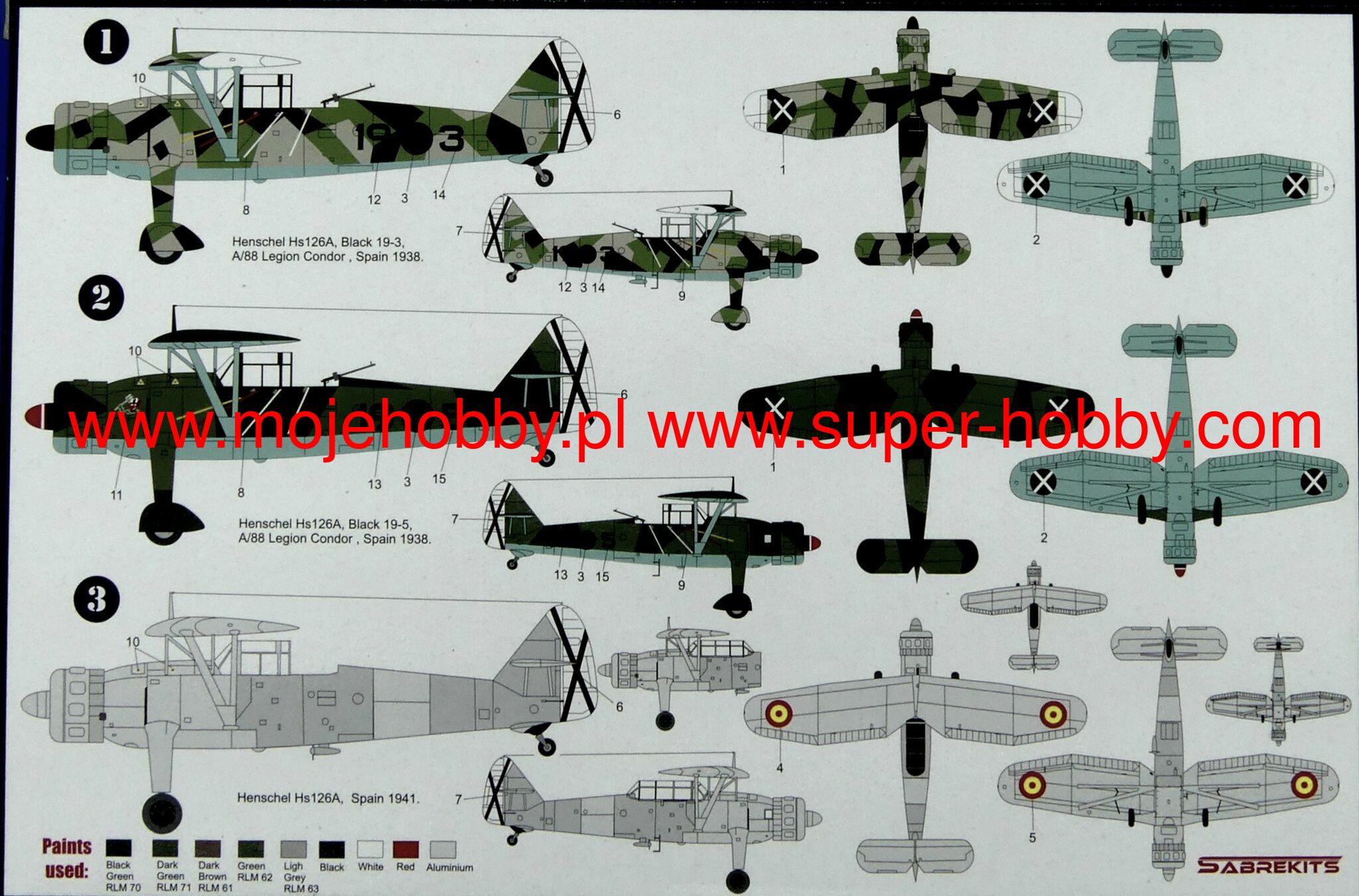 Henschel Hs 126 A over Spain Sabre Kits 7009