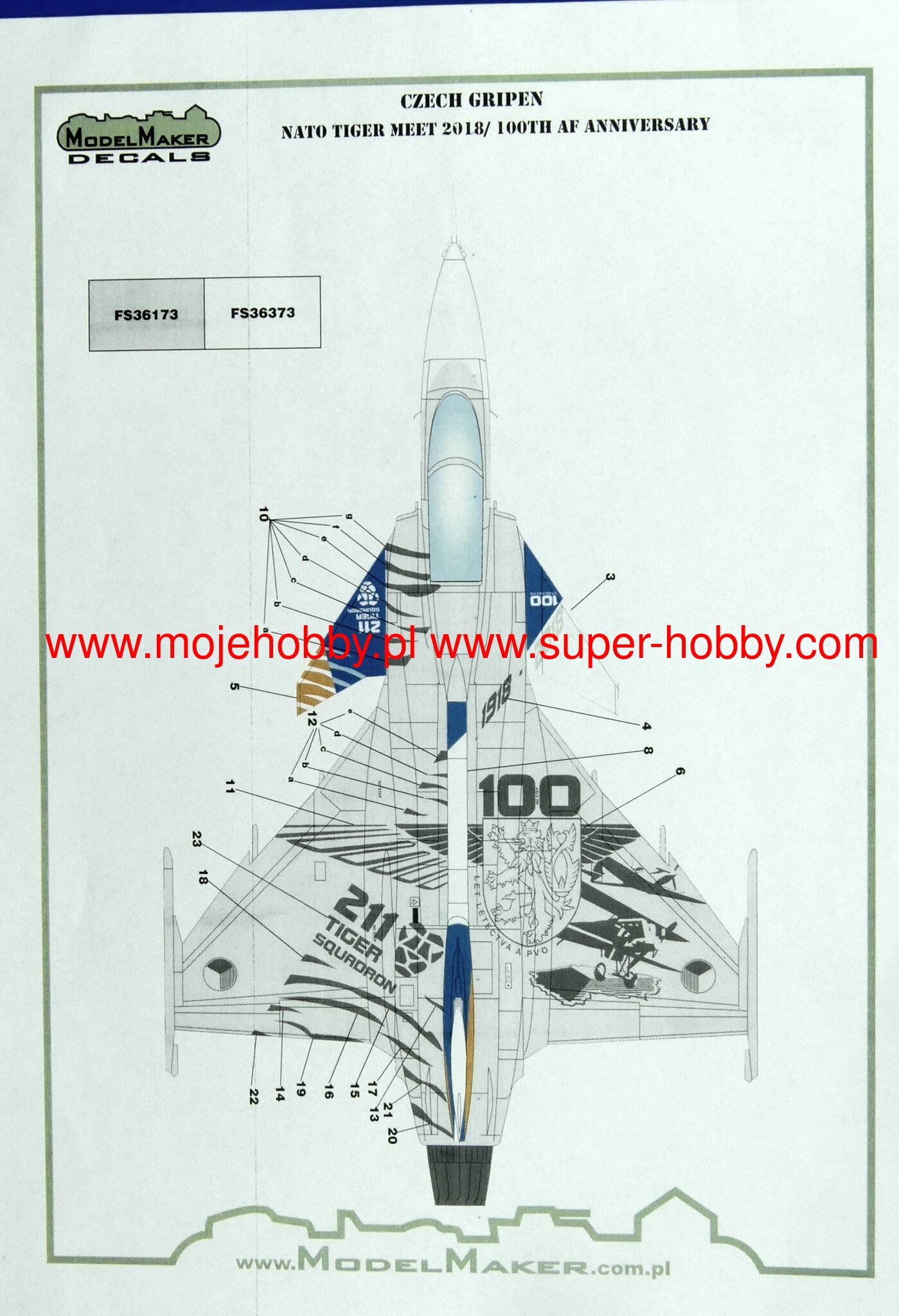 Czech Gripen 100 Years of Aviation / NTM 2018 Model Maker Decals -D48159