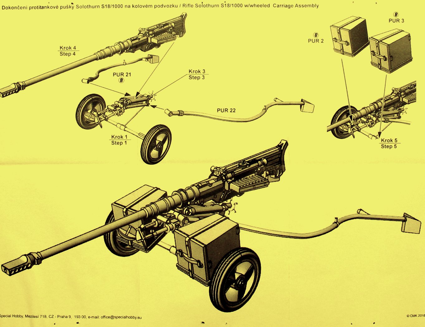 Swiss WW II Anti-Tank Rifle Solothurn S-18/1000 w/wheeled carriage CMK ...