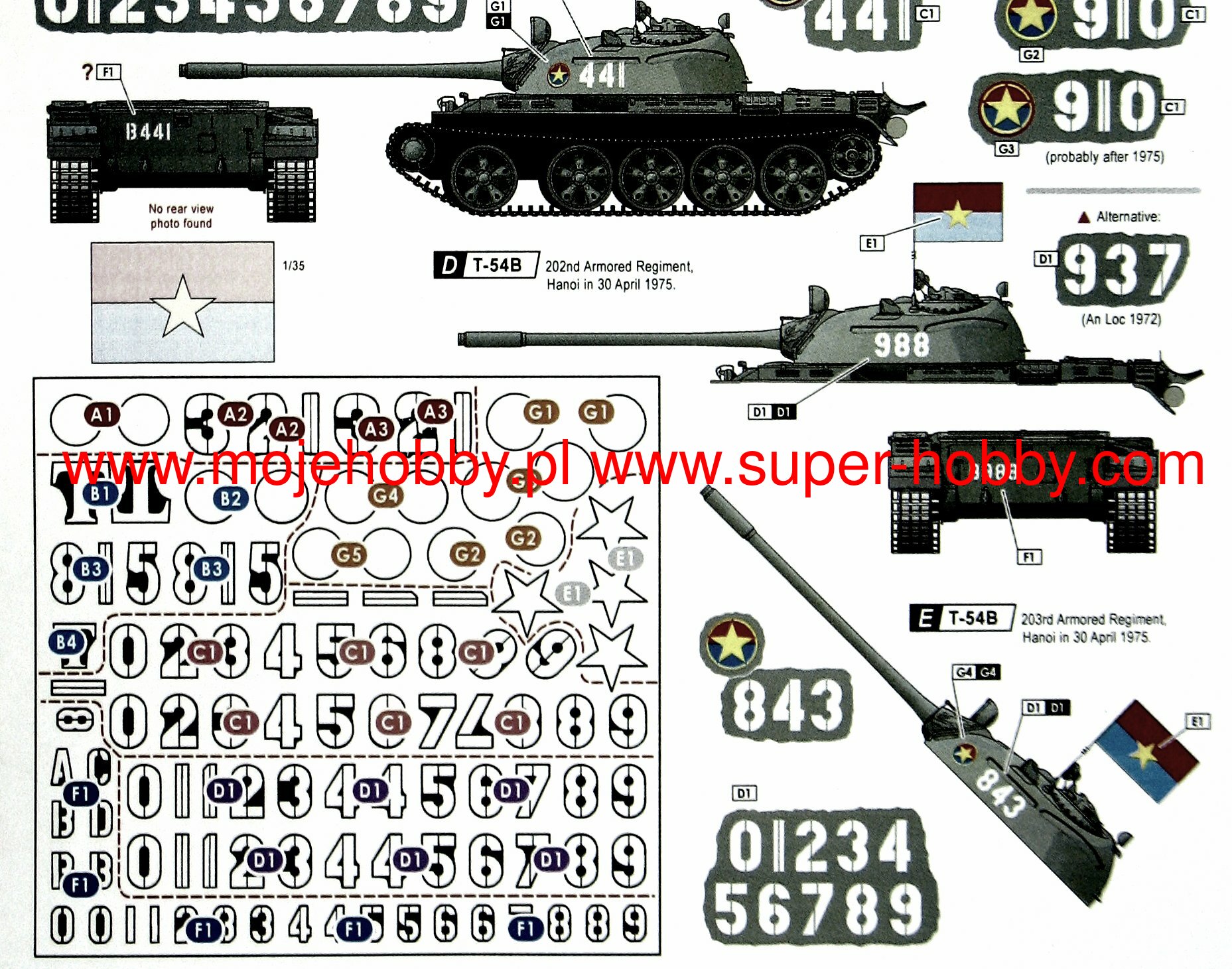 Vietnam # 4. NVA North Vietnamese T-54 tank markings. Star-Decals -35-C1276