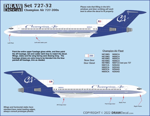 Boeing 727-200 - Champion Air Draw Decal -20-727-32