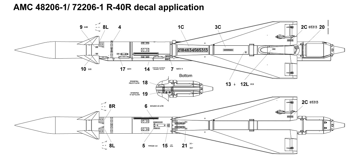 R-40R Long range Air to Air missile set Advanced Modeling -AMC48206-1