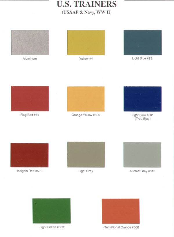 Aircraft Colour Charts - US WWII Trainers USAAF and Navy Iliad Design -C03