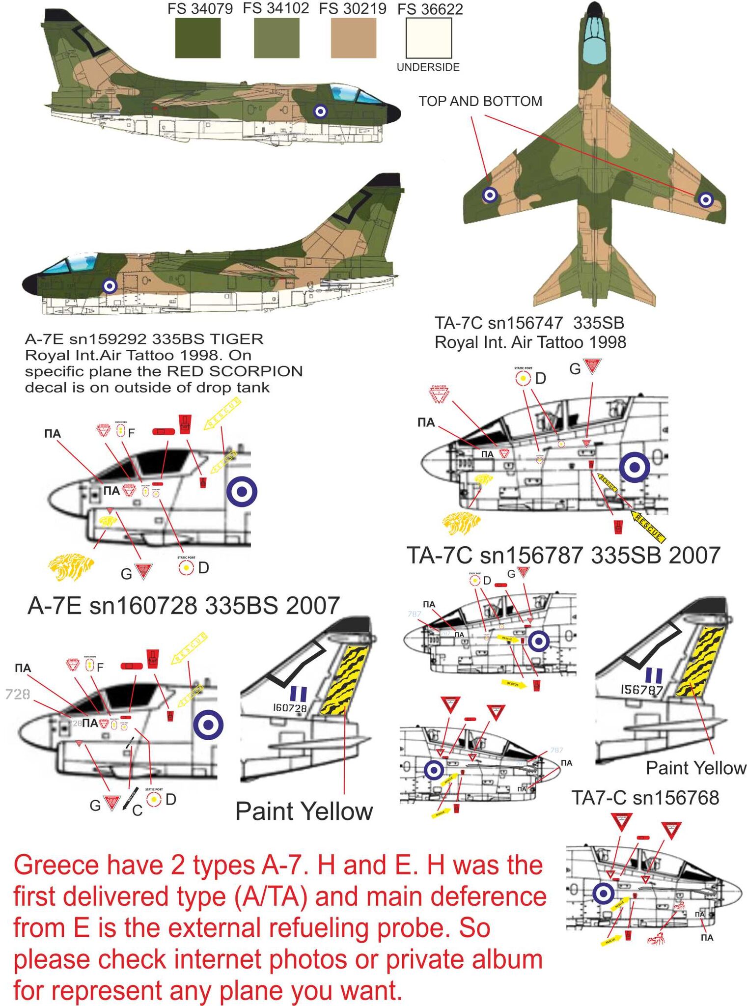 LTV A-7/TA-7 Corsair in Greek Air Force Decals Procal Decals 32-2303