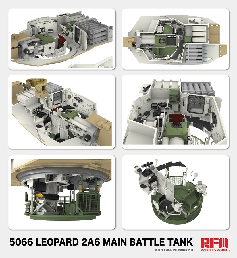 Leopard 2A6 Main Battle Tank with Full Interior Rye Field Model -RM-5066