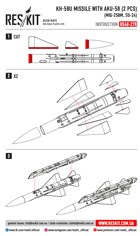 Kh-58U missile with AKU 58 2 pcs MiG-25BM, Su-24 RES/KIT -48-0278