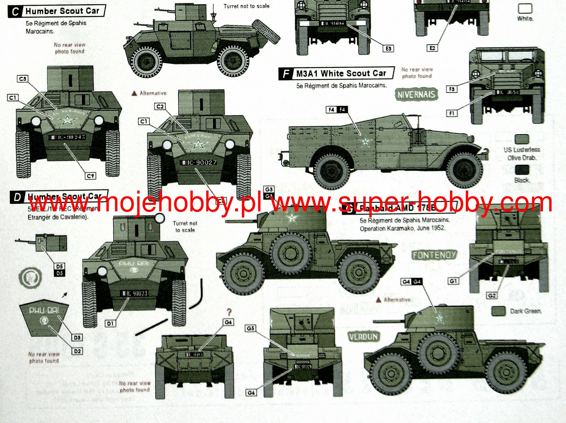 Indochine # 1. Armoured Cars. White Scout, Humber SC, Panhard 178 Star ...
