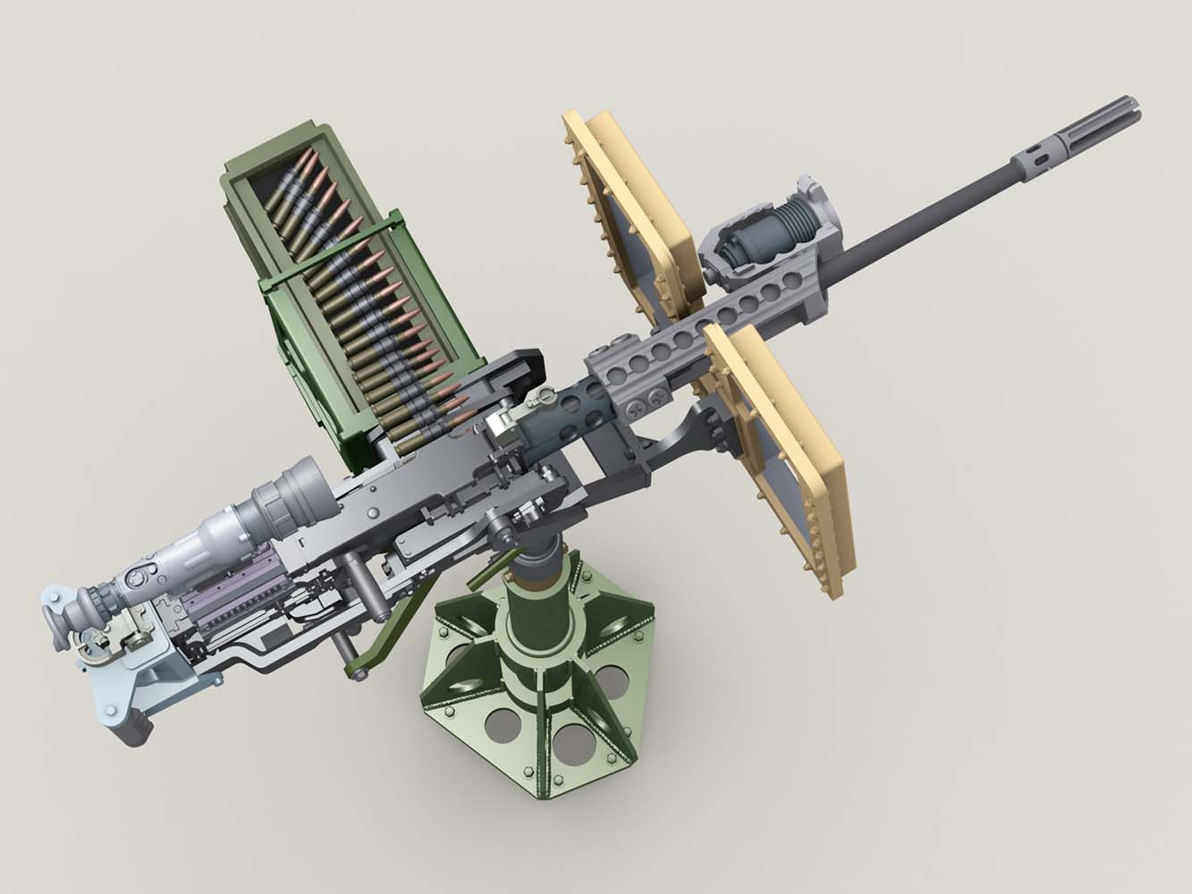 M2 HMG on Universal HG Pedestal Mount w/ Transparent Gun Shield Legend ...