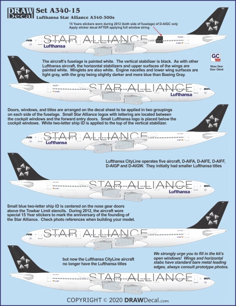 Airbus A340-300 - Lufthansa Star Alliance Draw Decal -44-A340-15