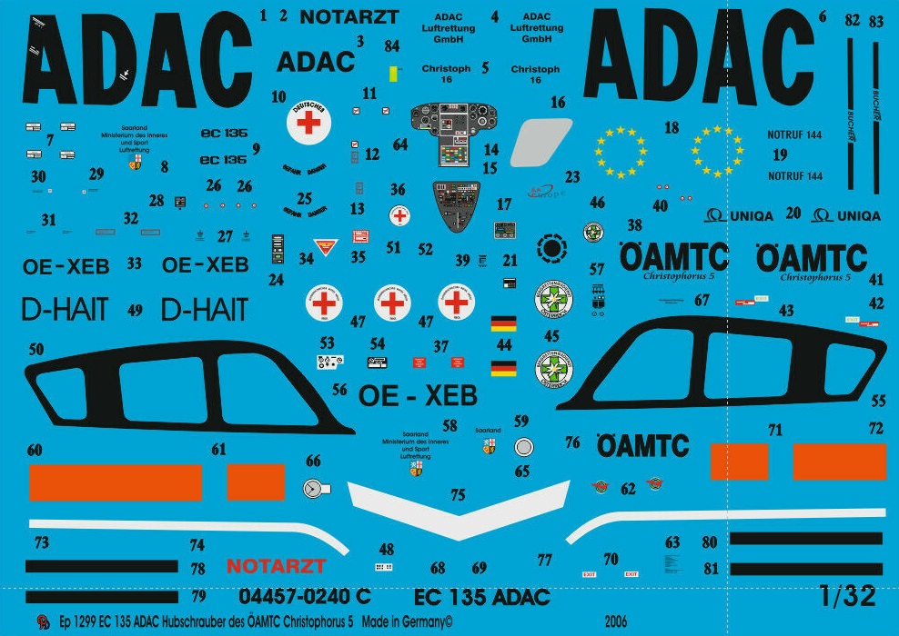 EC 135 ADAC And Öamtc Rescue Helicopter Peddinghaus-Decals 1299