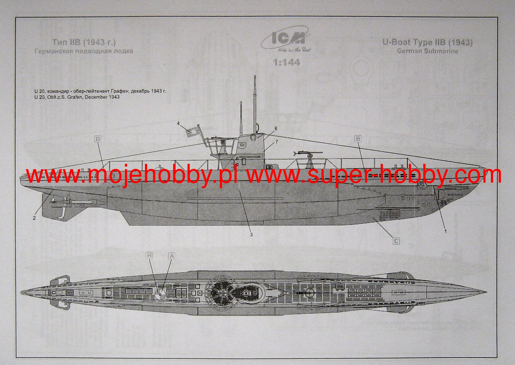 German Submarine U-Boat Type IIB (1943) ICM S010