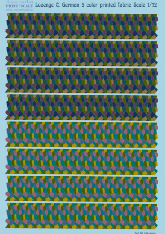Lozenge C. German 5 color printed fabric Print Scale -016-camo