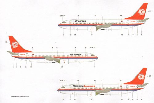 Boeing 737-300 - Norway Airlines LN-NOR or LN-NOS - 3 liveries with ...