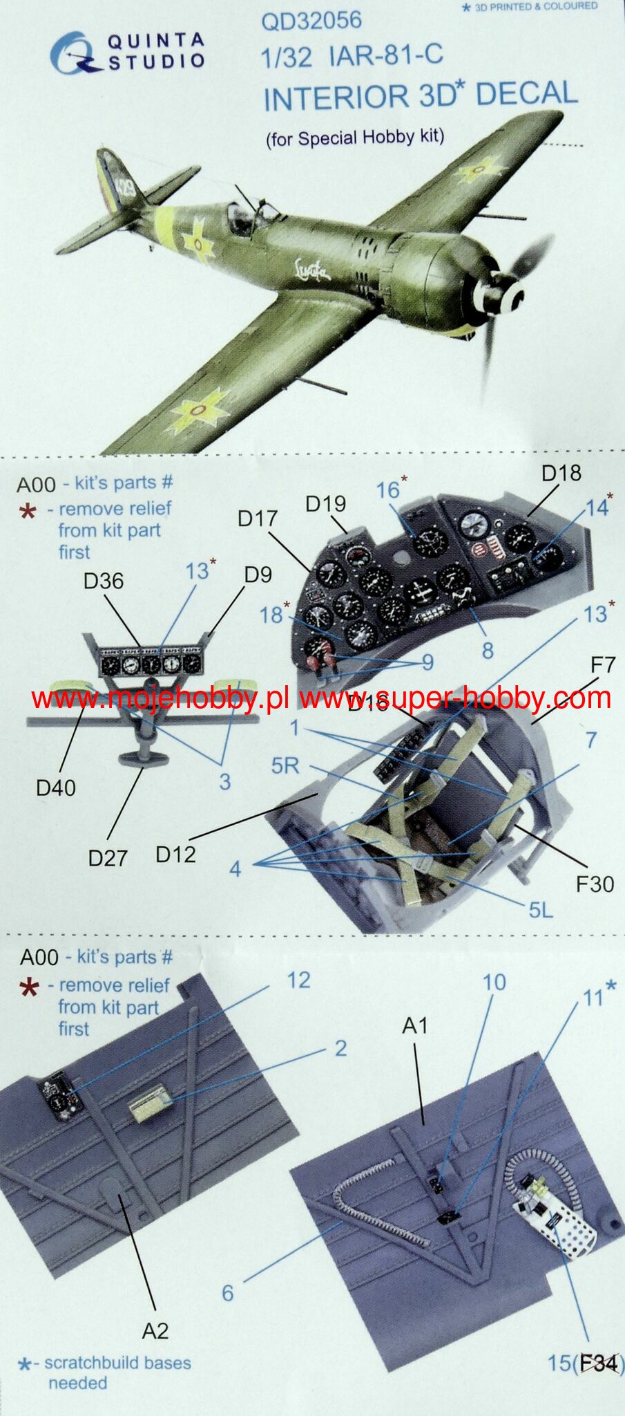 IAR - 81C 3D-Printed and coloured Interior on decal paper Quinta Studio ...