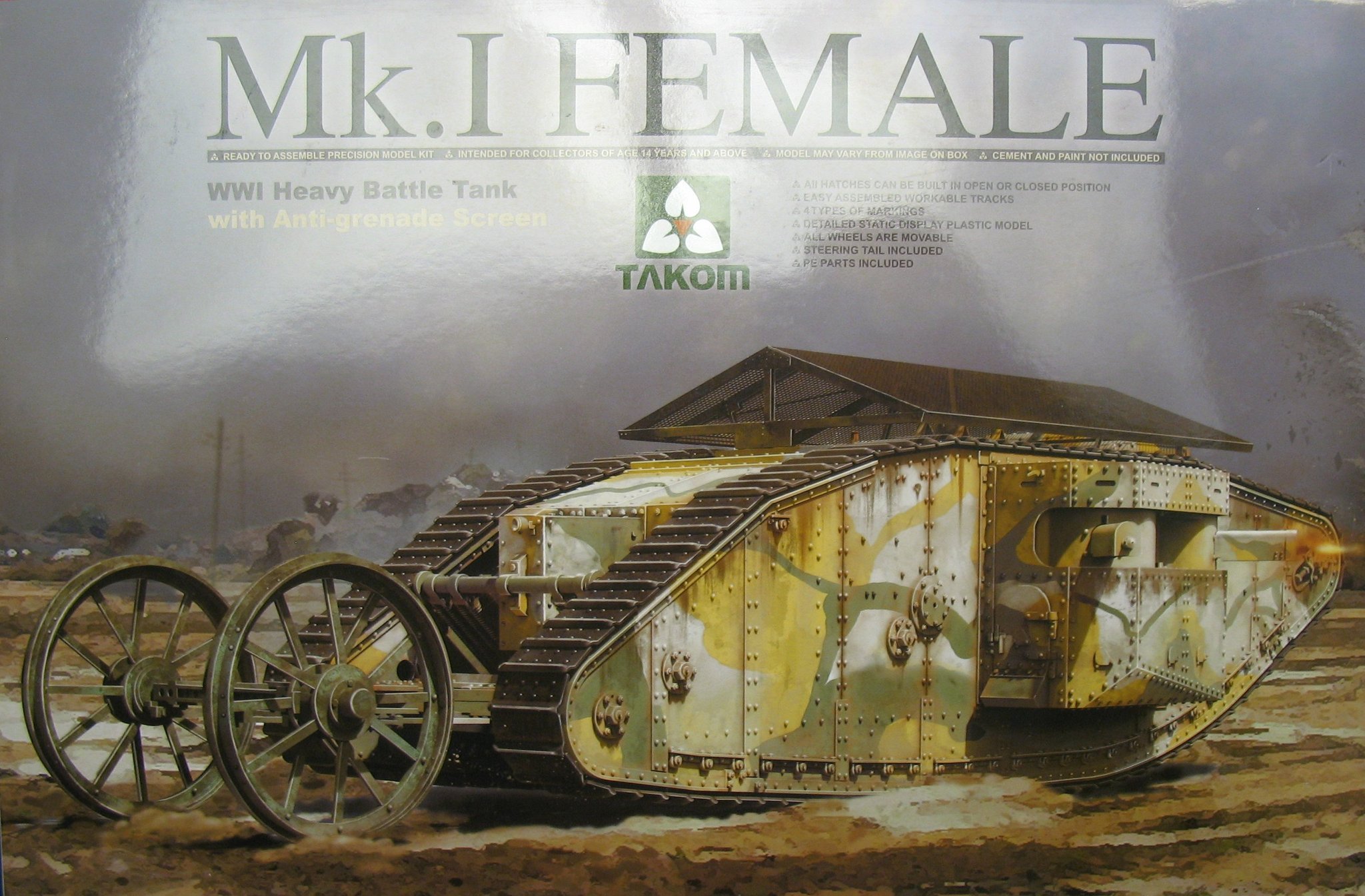 WWI Heavy Battle Tank Mk.I Female with Anti-grenade screen Takom 2033