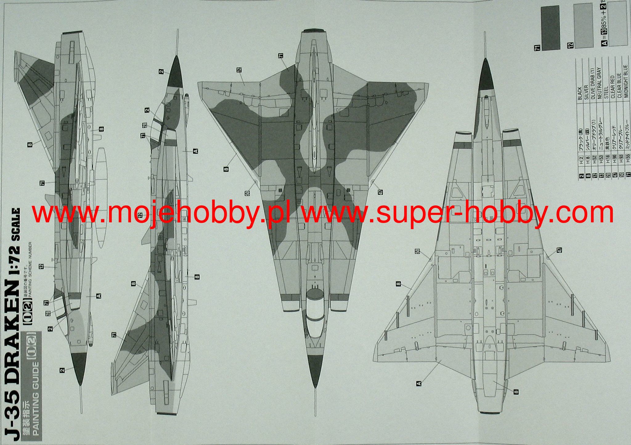 SAAB J-35F Draken Hasegawa BP01