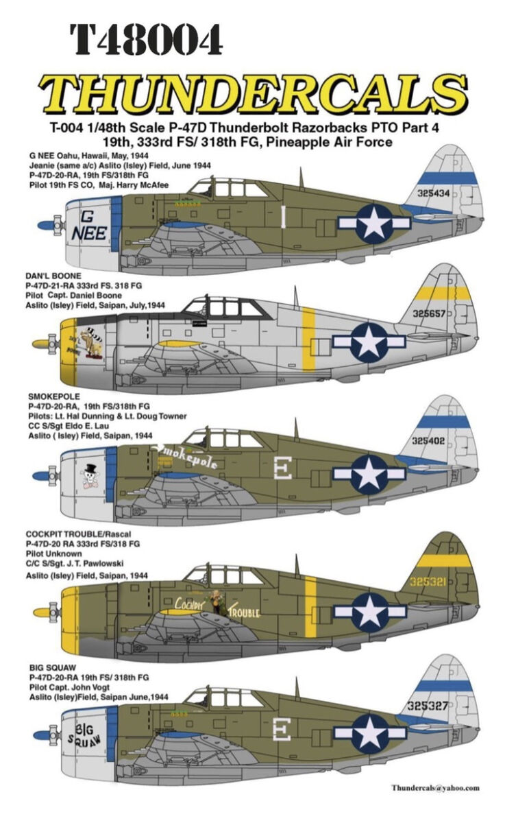 Republic P-47 D Thunderbolt 'Razorback' PTO Part 4 (5 schemes ...