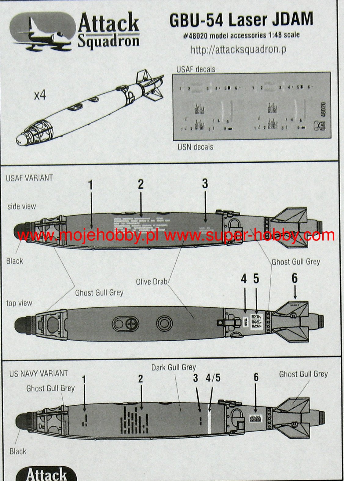 GBU-54 LJDAM Bomb 4pcs Attack Squadron 48020