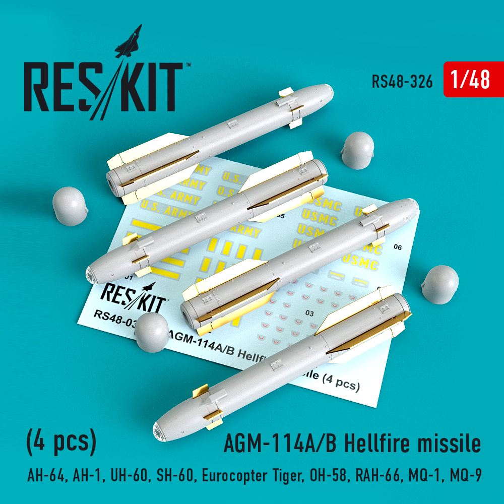 AGM-114A/B Hellfire missiles (4 pcs) (AH-64, AH-1, UH-60, SH-60 ...